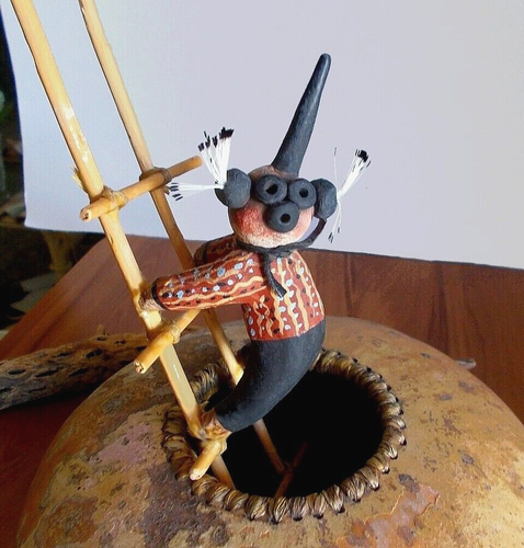 Apache Artist Robert Rivera Ceremonial KIVA Figure & Gourd Art ...