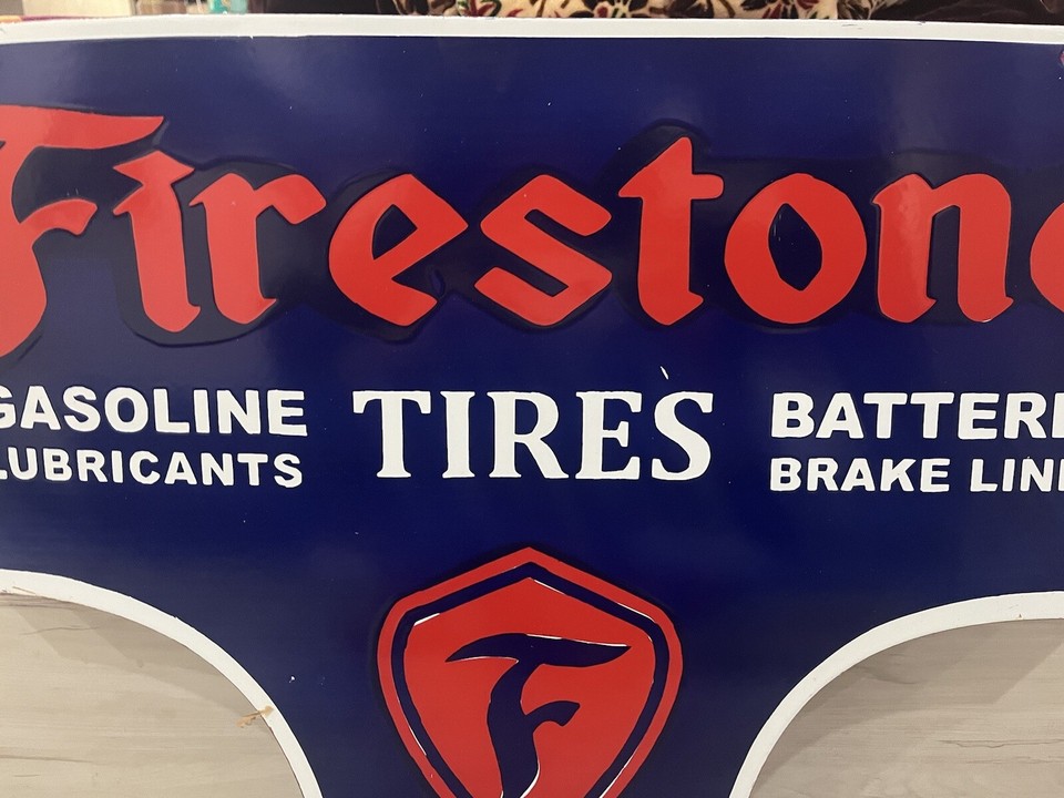 VINTAGE FIRESTONE TIRES PORCELAIN ENAMEL SIGN 24×20 INCHES | eBay