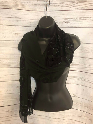 Camille Lavie Women’s Black Embroidered One Size Scarf Wrap | eBay