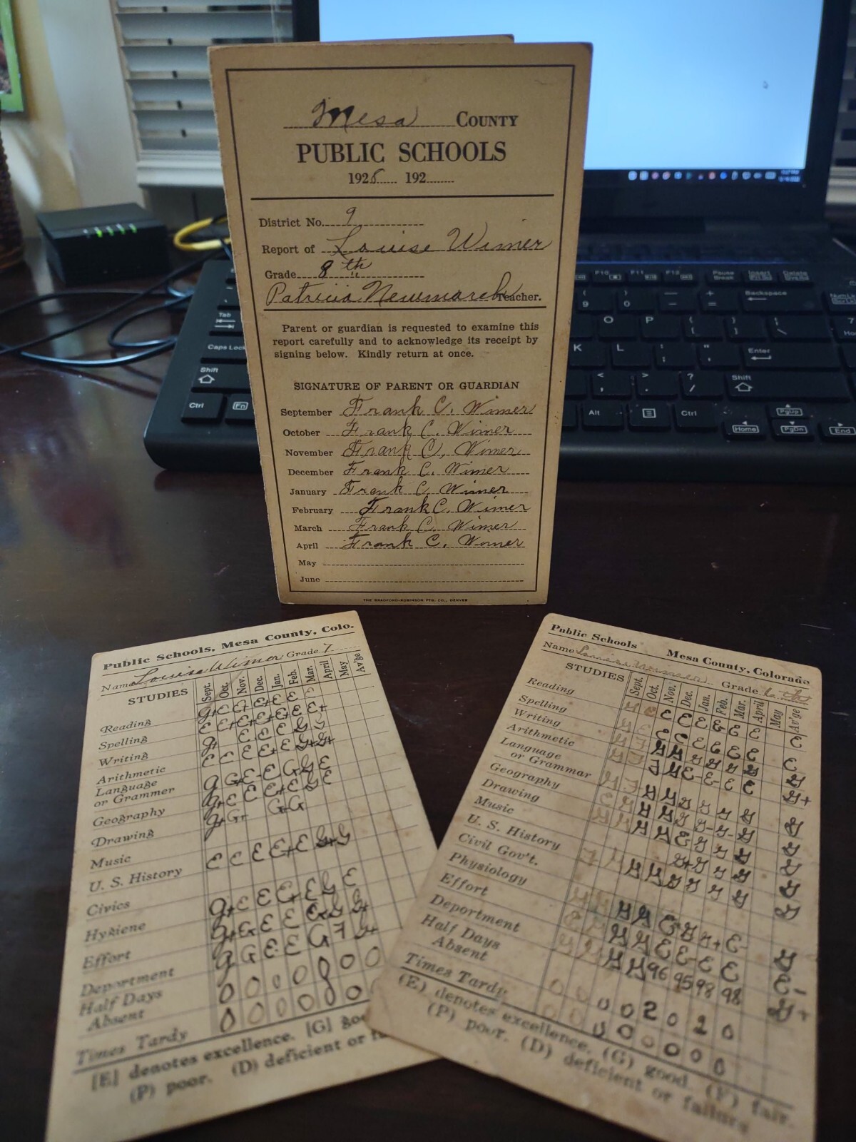Vintage 1920's Middle School Reports Cards Mesa County Colorado See Pix ...