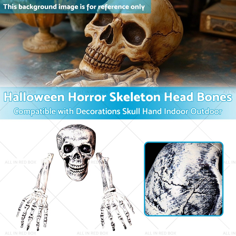 FITS Halloween Horror Skeleton Head Bones Decorations Skull Hand Indoor ...
