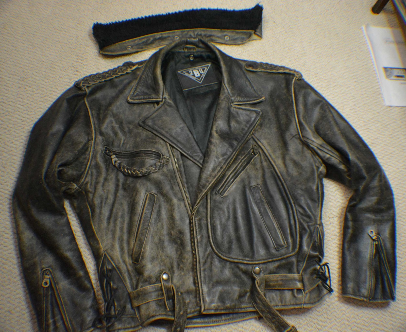 Leather Biker Jacket Bomber From 2BU California 1980s Classic 40s Style ...