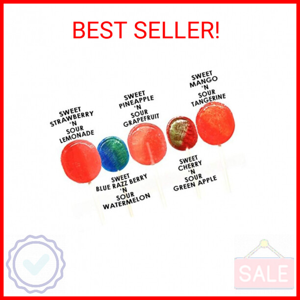 Charms Sweet and Sour Pops, in 5 Assorted Sweet/Sour Flavors, 0.6 Ounce ...