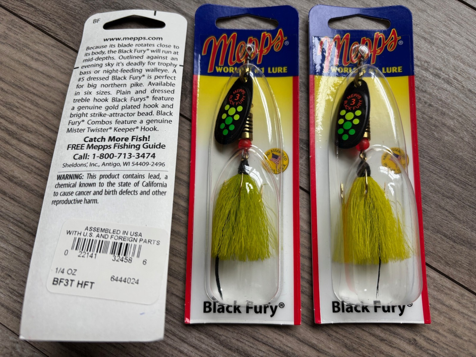 Lot 3 NEW Mepps Black Fury Spinner Aglia Hot Firetiger 1/4 oz BF3T HFT ...