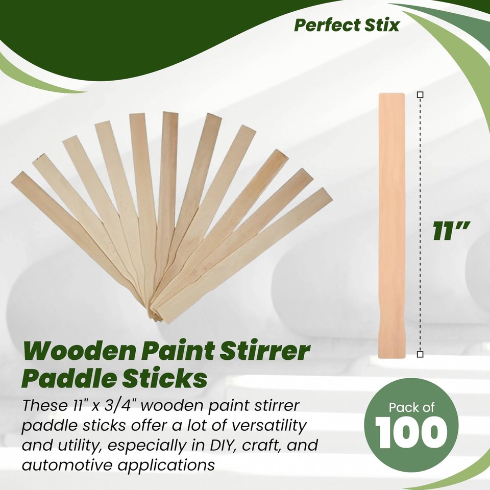 11" x 3/4" Wooden Paint Stirrer Paddle Sticks/Craft Sticks/Automotive ...