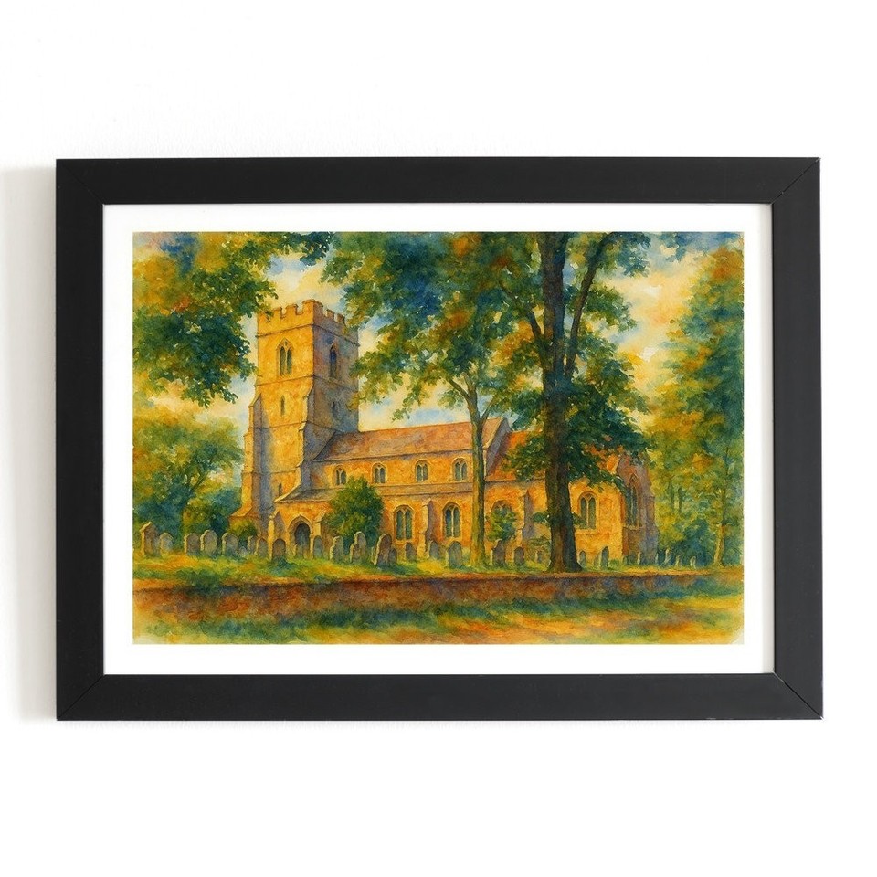 A3 PRINT - Church Exterior, Littleport - Vintage Art Style | eBay UK