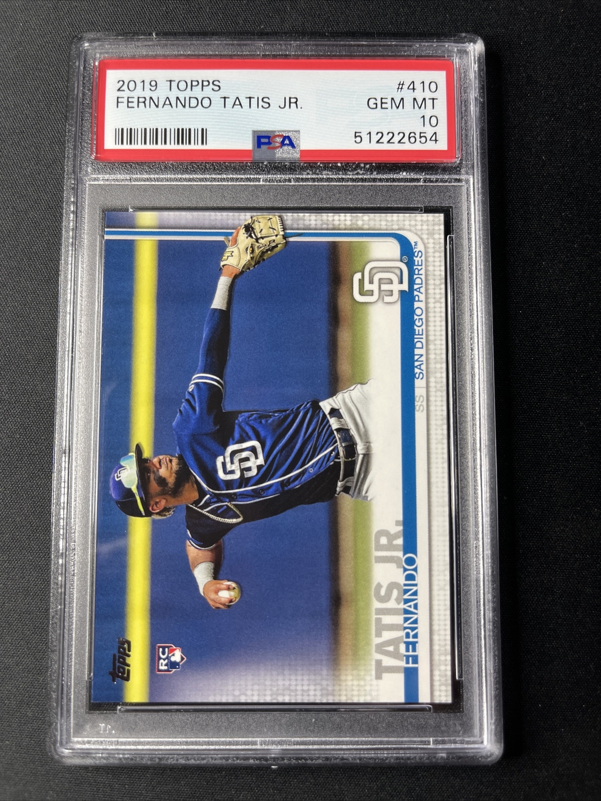 Fernando Tatis Jr. 2019 Topps #410 RC Rookie Padres PSA 10 GEM MINT ...