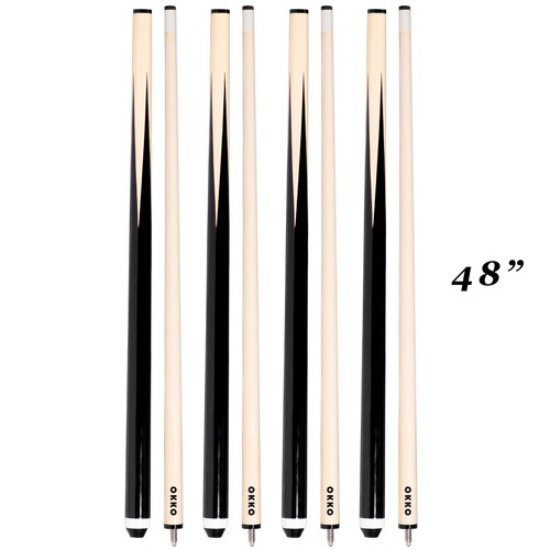 OKKO Pool Billiard Short Cue Sticks 48”, Glue-On Tip, No Wrap, Pack of ...