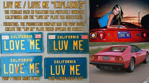 Vacation | Christie Brinkley Ferrari | LUV ME | Metal Stamped Prop ...