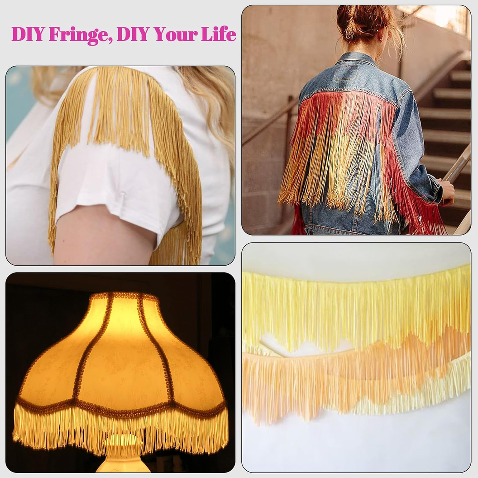 Gold Fringe, 5 Yards X 4 Inch Fringe Trim with B7000 Glue, Tassels Trim ...