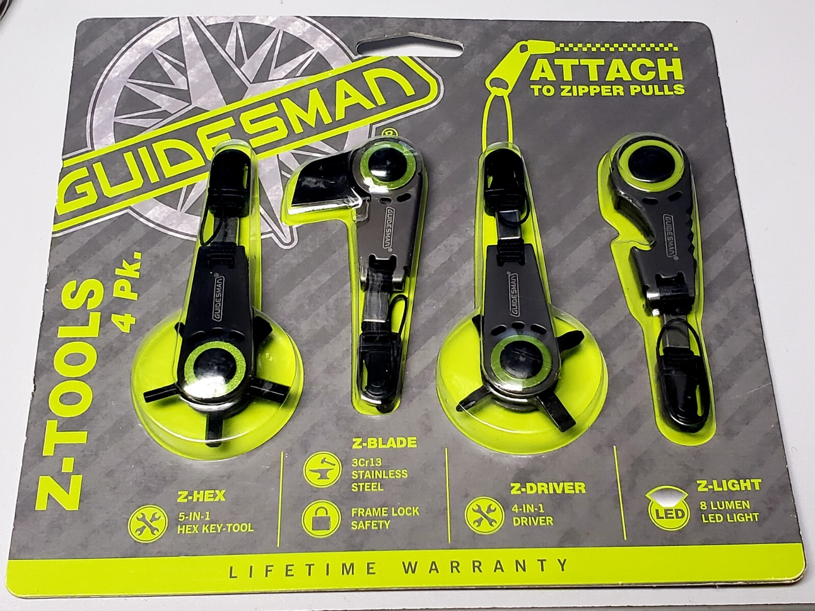 Guidesman Z-Tools Set Hex Blade Driver Light Attach to Zipper Pull ...