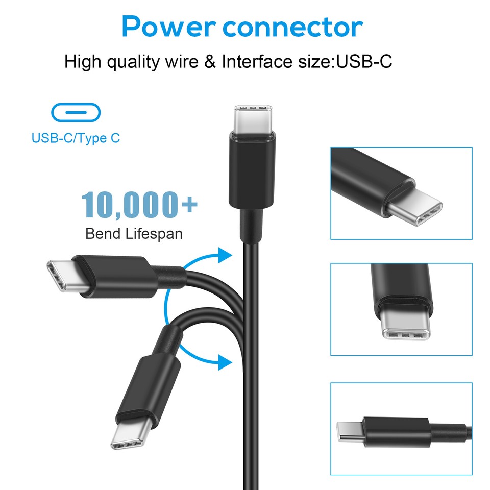 AC Adapter For LG Gram 16T90P 14Z90Q 15Z90Q 14ZB90Q 65W USB-C Charger ...