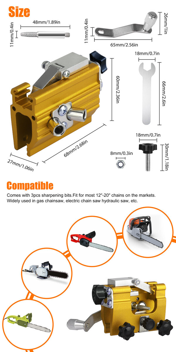 SawSharpener Chain Saw Sharpener Chainsaw Sharpening Jig Kit for 12-20" Blades | eBay