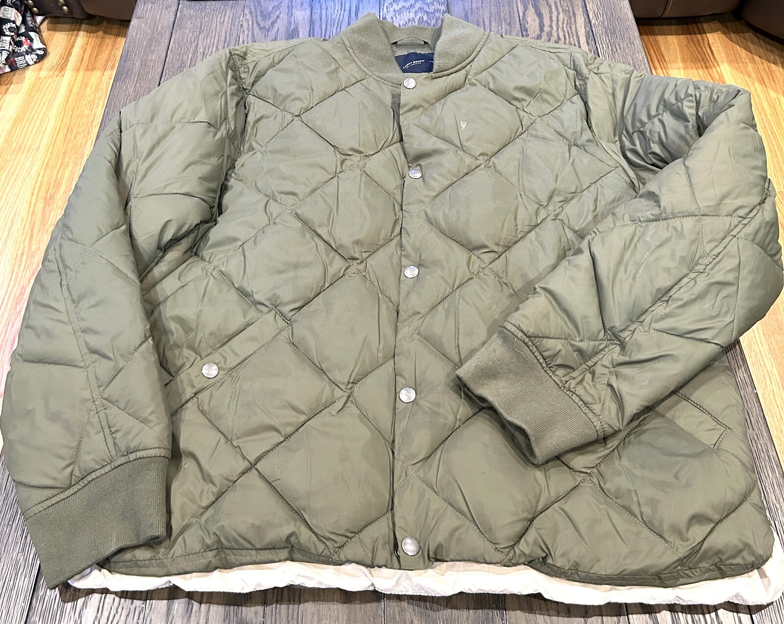 Mens Lucky Brand Olive Green Quilted Jacket Large - Gem