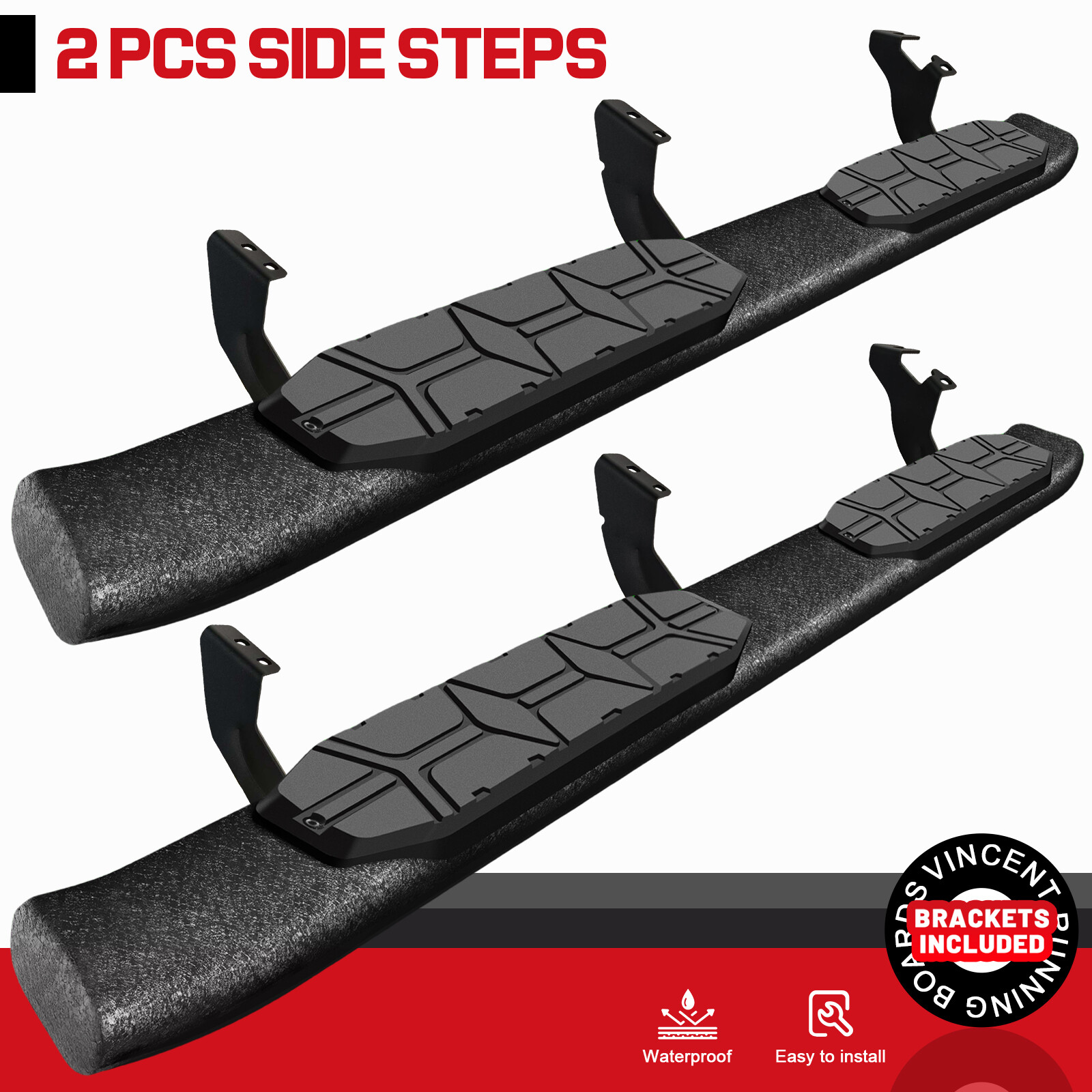FOR 2025-2026 Toyota 4Runner Side Steps Curved 4.3" Running Board BLK ...