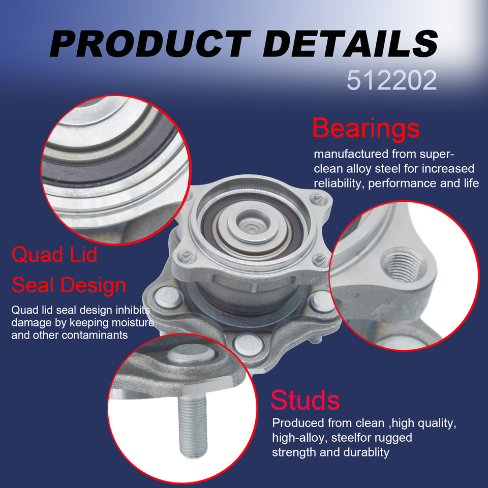 2PCS Rear Wheel Bearing & Assembly for 2002 2003 2004 2005 2006 Nissan ...