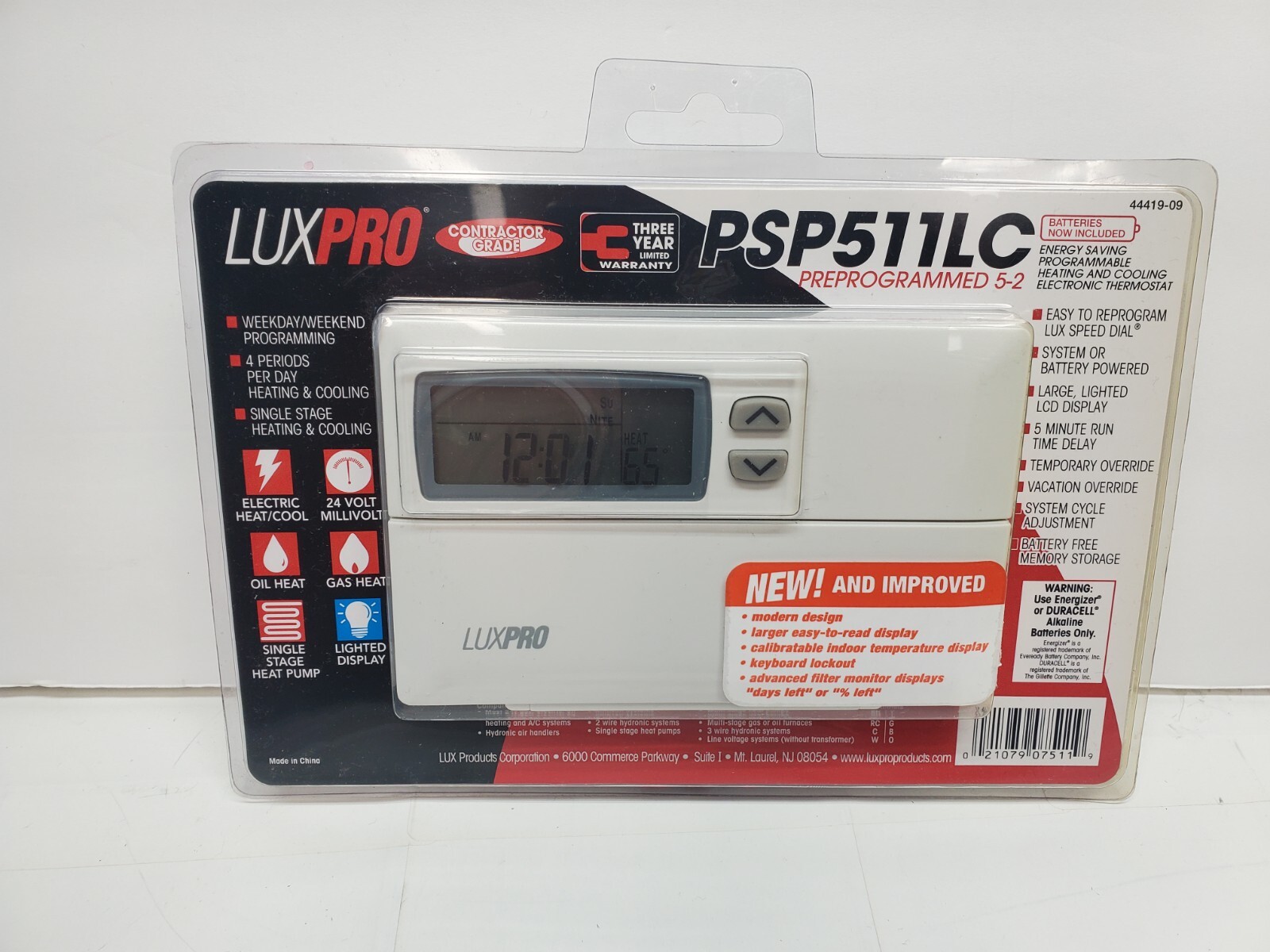 Luxpro Psp511lc Programmable Heat and Cool Thermostat for sale online ...