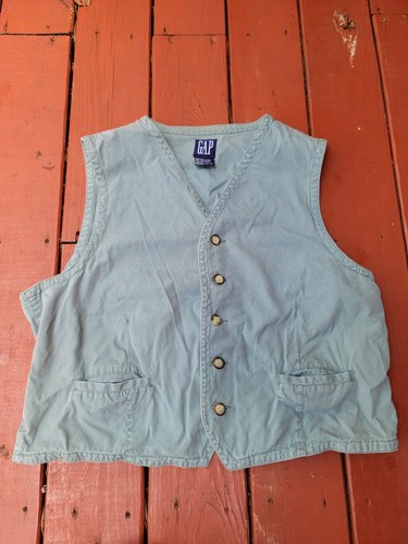 Vintage Gap 1990's Denim Blue Vest Trucker Hip Hop Sleeveless Size Large | eBay