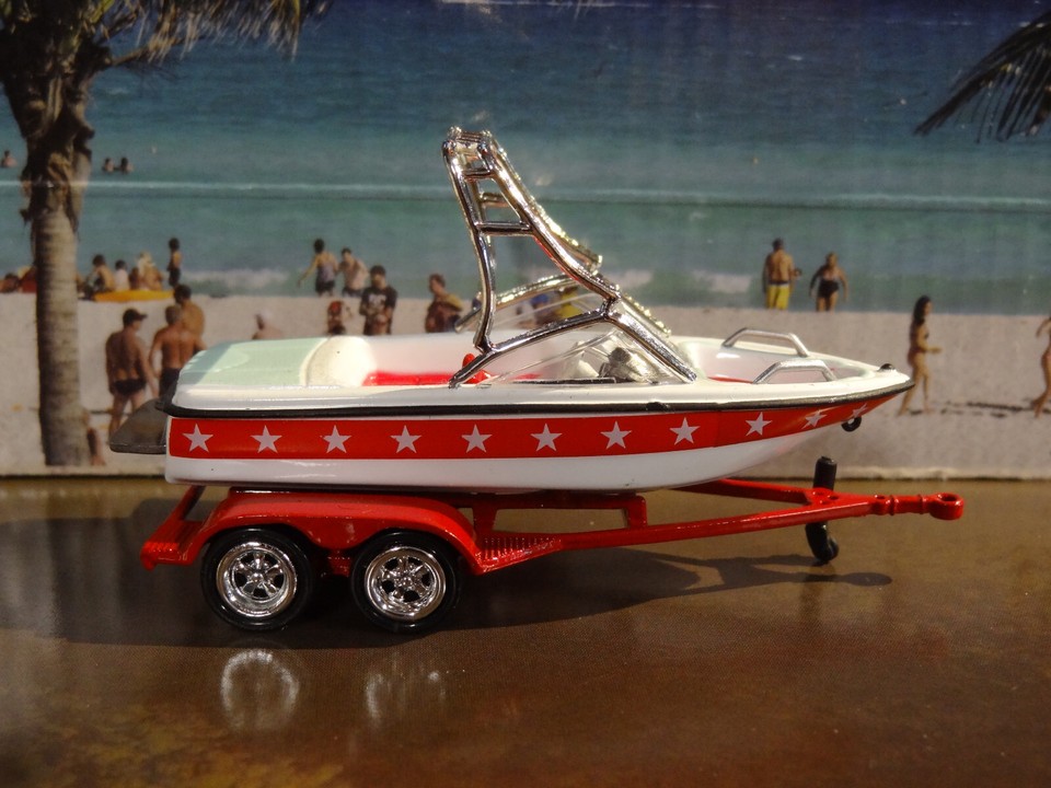 MASTERCRAFT WATER SKI BOAT W/ TANDEM TRAILER 1/64 SCALE DIECAST DIORAMA ...
