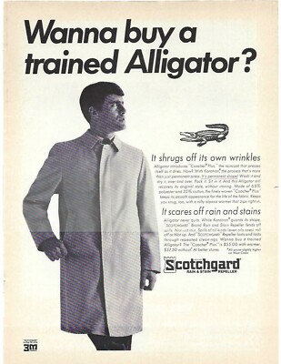 1965 Scotchgard Alligator Stains Wrinkles Photo Vintage Print Ad ...