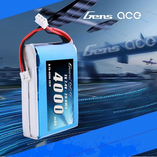 Gens ace 4000mAh 7.4V TX 2S LiPo Battery JST-EHR For Spektrum DX7S ...