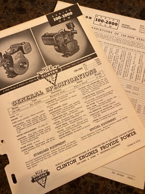 clinton engine series 100-1000 illustrated parts list,antique clinton ...