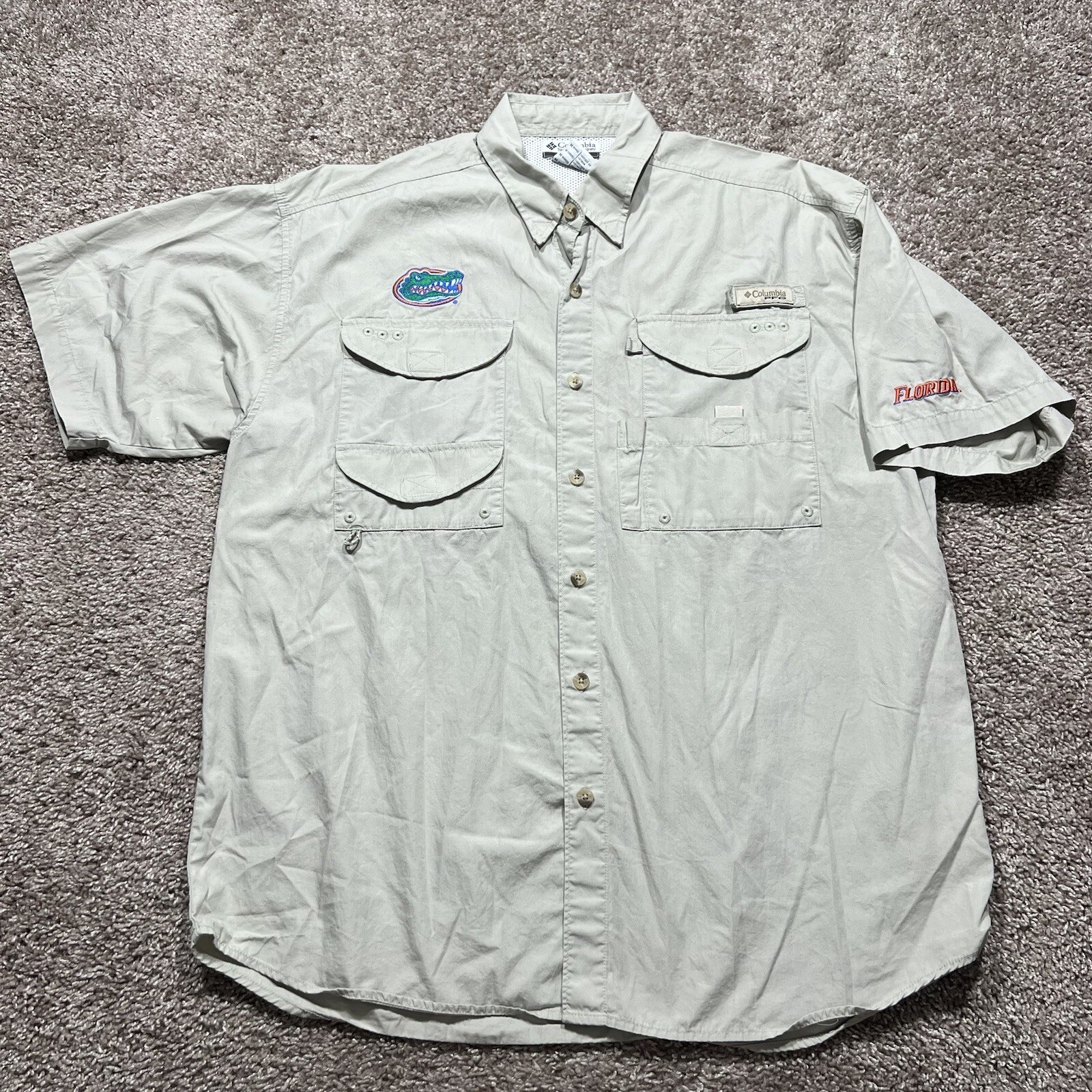 Columbia PFG Mens Shirt Medium Brown Florida Gators Logo Vented Short ...