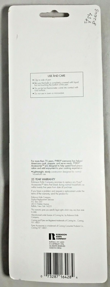 Pyrex Accessories Candy Deep Fry Thermometer with Case & Clip Sealed ...