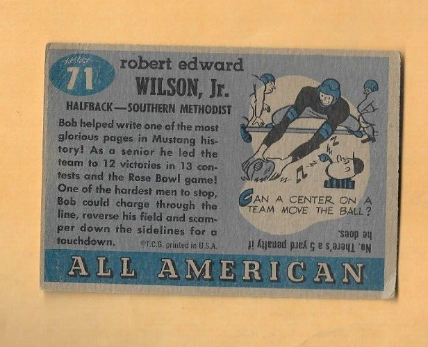 1955 Topps All-American Football-SET BREAK- BOB WILSON #71 SMU- | eBay