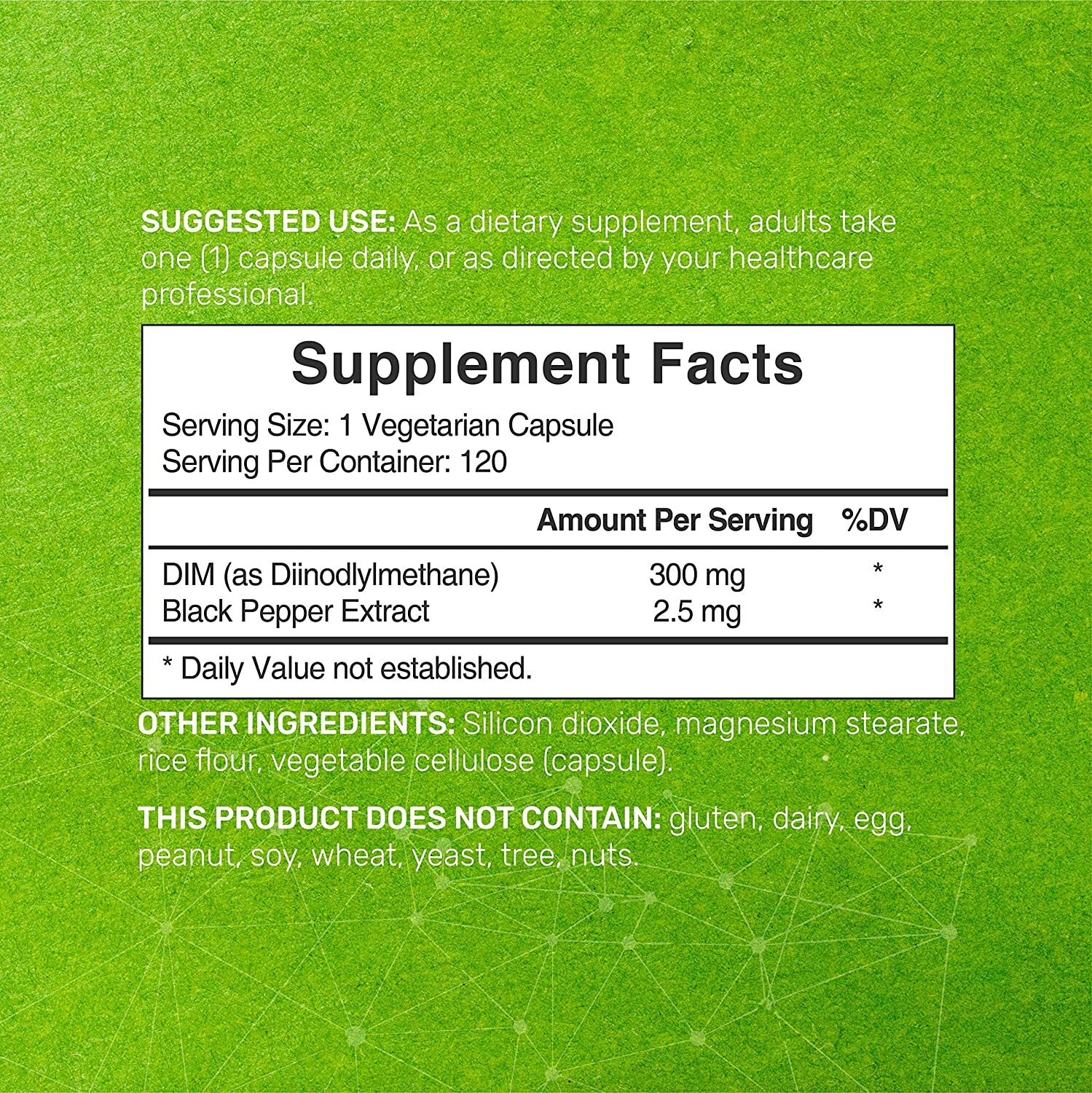 DIM Supplement 300mg, Vegan DIM Plus (Diindolylmethane) Black Pepper ...