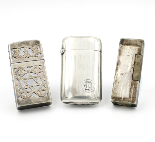 Vintage Sterling Silver Gas Lighters & Sterling Match Safe Lot of 3 #X482 | eBay