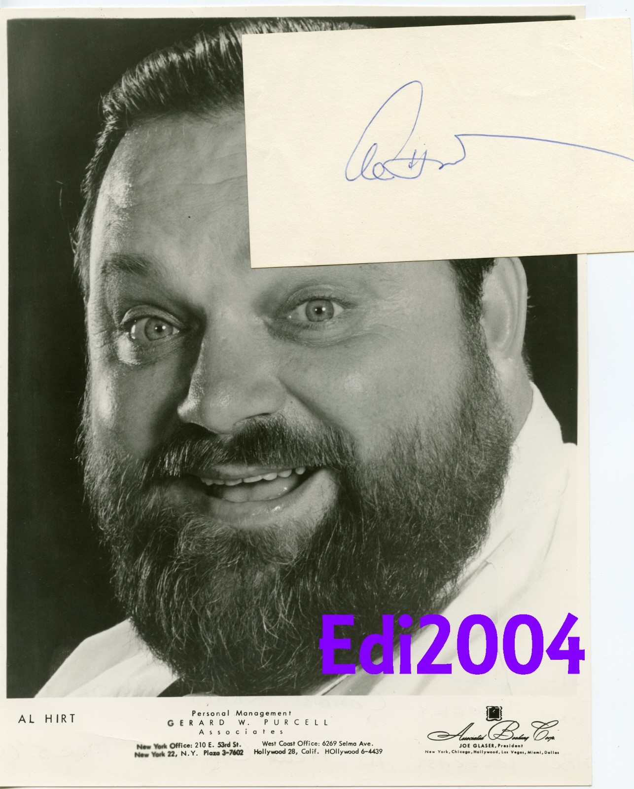 AL HIRT Vintage Original 1964 Photo & RARE Signed AUTOGRAPH Card | eBay