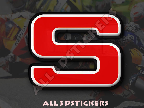 3D Stickers Resin Domed LETTER S - Color Red - 25 mm(1 inch) Adhesive ...