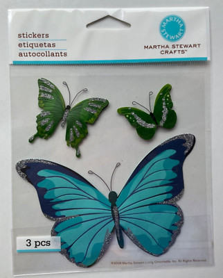 Martha Stewart Crafts - Blue and Green Butterfly Dimensional Stickers ...