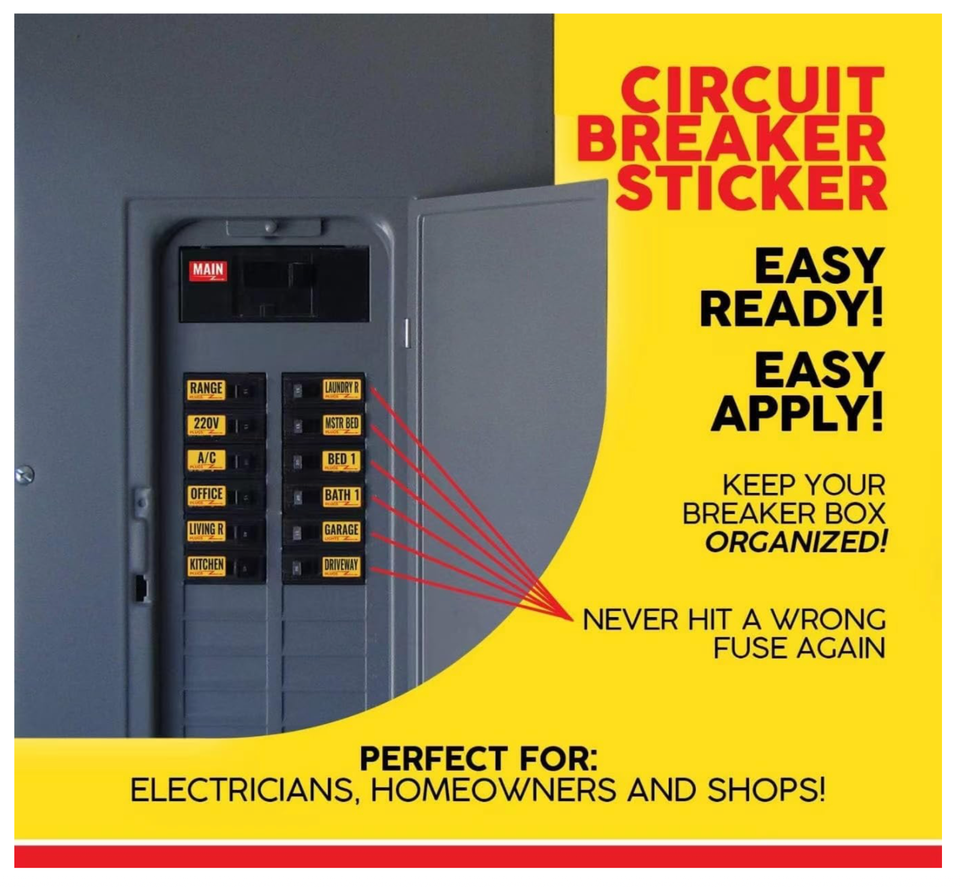 129 Waterproof Fuse Box Stickers Durable Circuit Breaker Labels Yellow ...