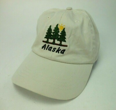 Alaska Baseball Cap Embroidered Tree Logo Beige Strap Back | eBay
