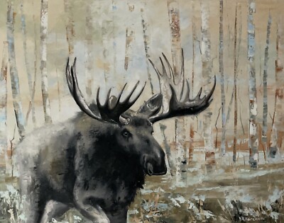 Original Moose Oil Painting Wildlife | eBay