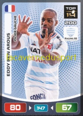 200 BEN AROUS EDDY # RACING 92 CARTE PANINI RUGBY 2020 2021 ADRENALYN ...