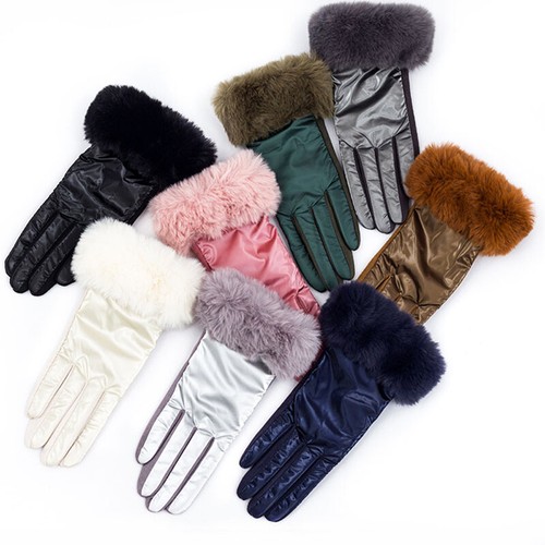 Ladies Full Finger Gloves Fleece Lined Faux Fur Solid Touch Screen ...