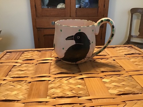 Large Handmade, Hand Painted, U.K. Pottery, Ceramic Crow Mug | eBay