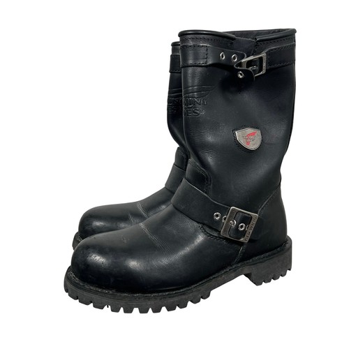 Red Wing 988 Black Leather Engineer Biker Style Boots Men's 7 | eBay