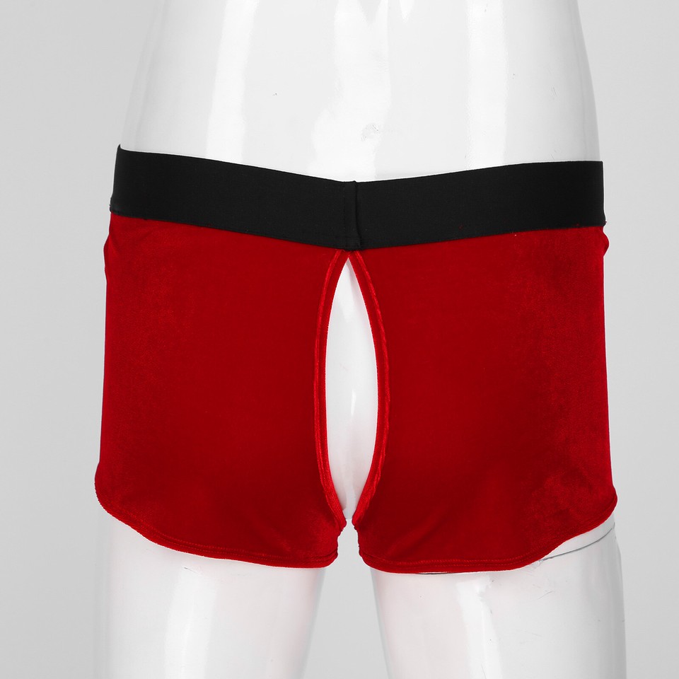 Mens Christmas Holiday Santa Boxer Briefs Velvet Novelty Shorts Trunks ...