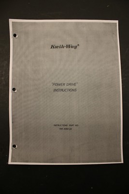 Kwik Way On The Car Disc Brake Lathe Power Drive Operating Manual and ...