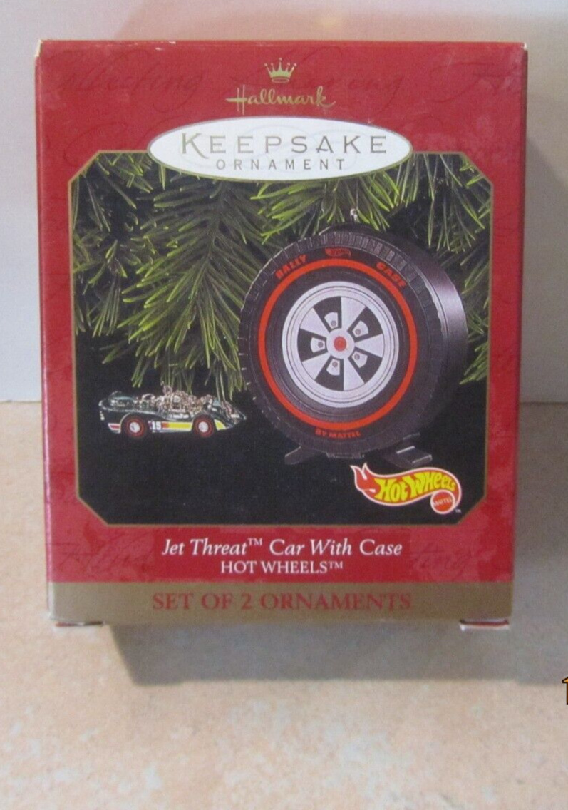 Hallmark Ornament 1999 Jet Threat car with case Hot Wheels set of 2 ...