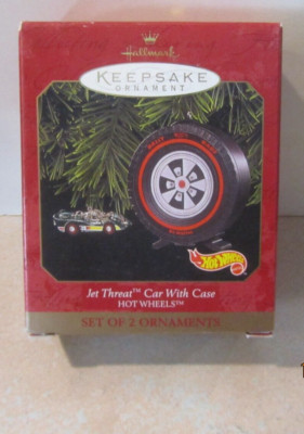 Hallmark Ornament 1999 Jet Threat car with case Hot Wheels set of 2 ...