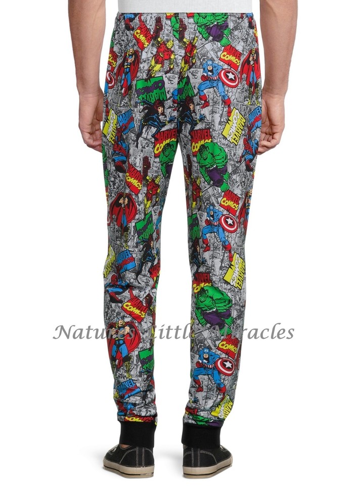 MARVEL Pajama Pants Mens Size S M L XL XXL 2XL Joggers Spiderman Hulk ...