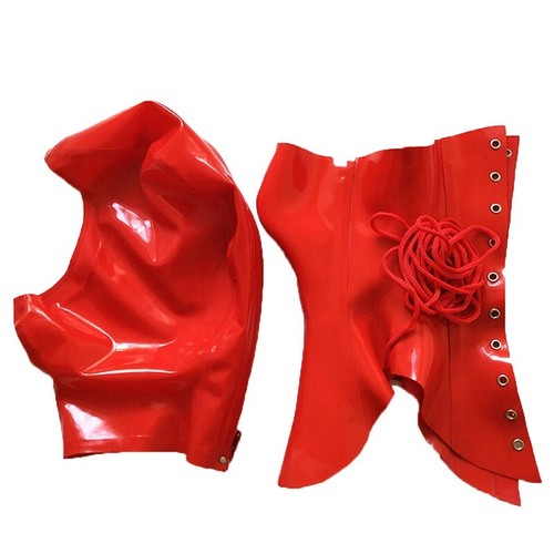 Latex Rubber Gummi Mask Hood Neck Corset Lace Up Clubwear Handmade for ...