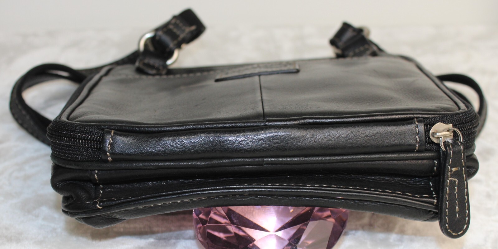Fossil Black Leather Cargo Flap Shoulder Bag Crossbody Organizer Purse ...