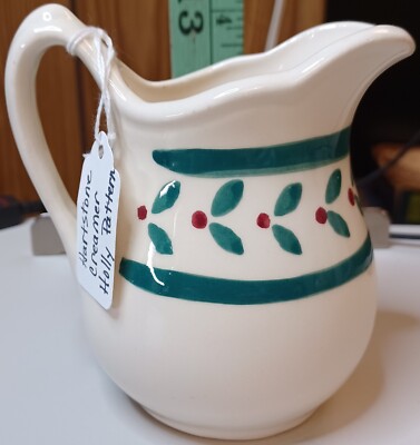 HARTSTONE POTTERY SMALL PITCHER CREAMER USA STONEWARE Mistletoe ...