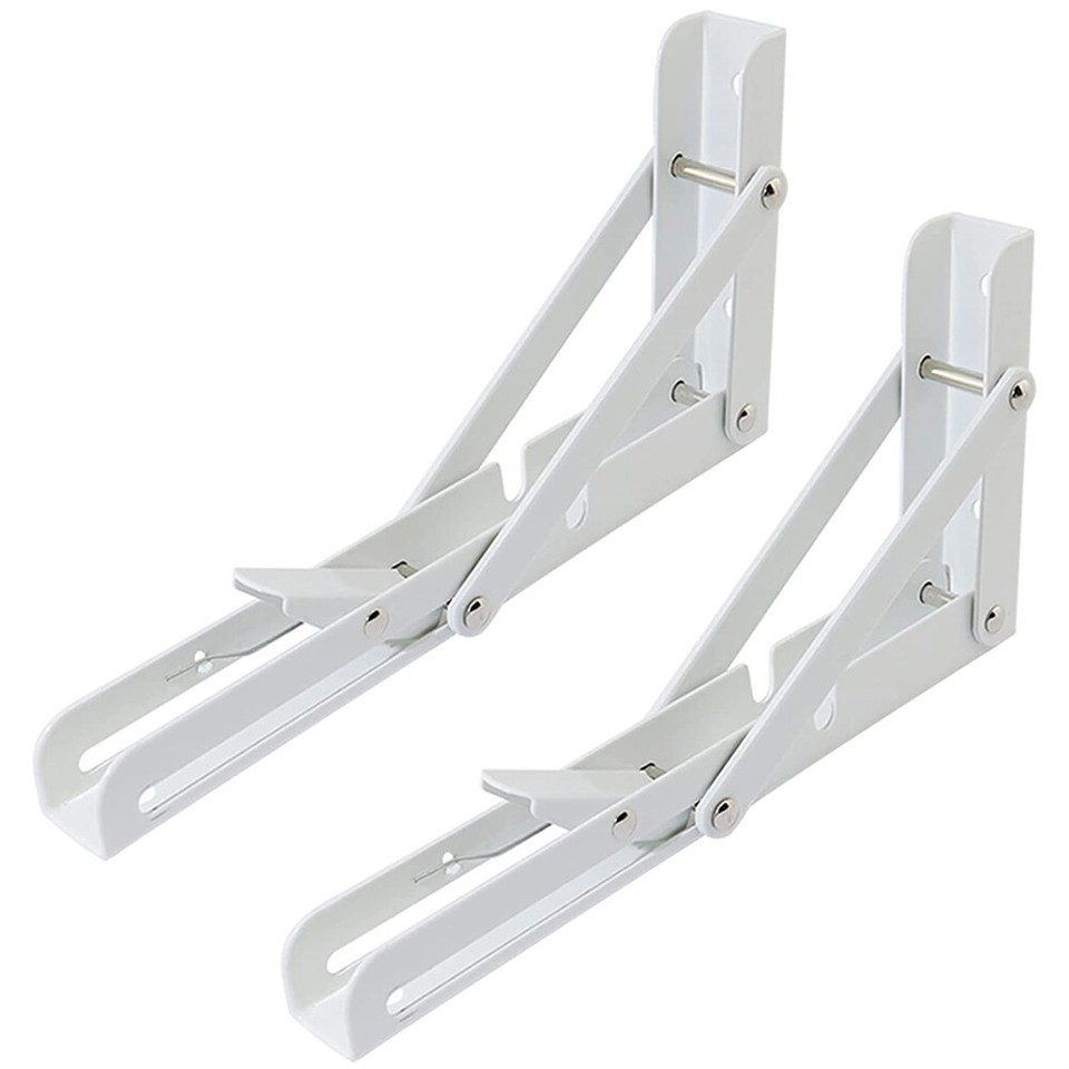 2 Pcs Folding Shelf Heavy Bracket Duty Wall Mounted Triangle Shelf 12 ...